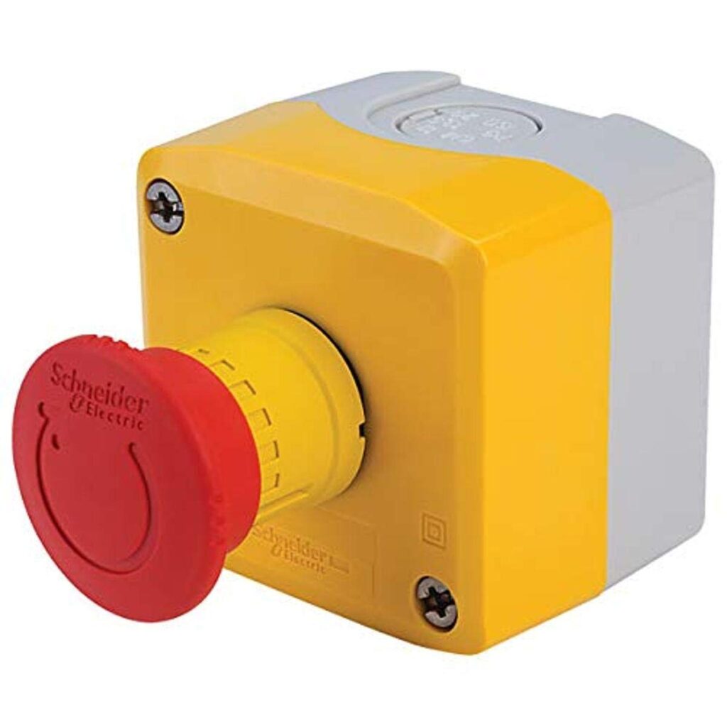 XALK178 Control station, plastic, yellow lid, 1 red mushroom push ...