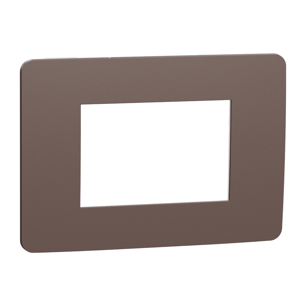 NU270316 Cover frame, New Unica, 1 gang, 3 modules, chocolate and white ...